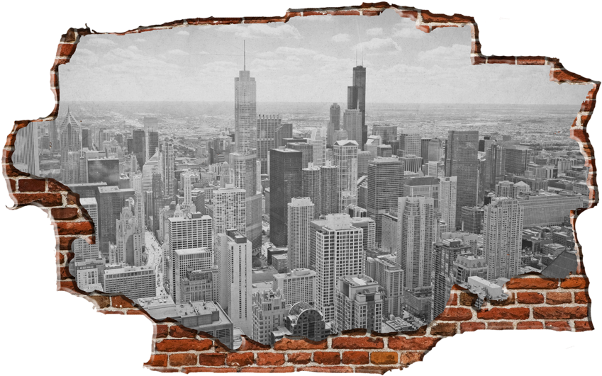 Zapwalls Decals Chicago Skyline Brick - Chicago - Free Transparent PNG ...