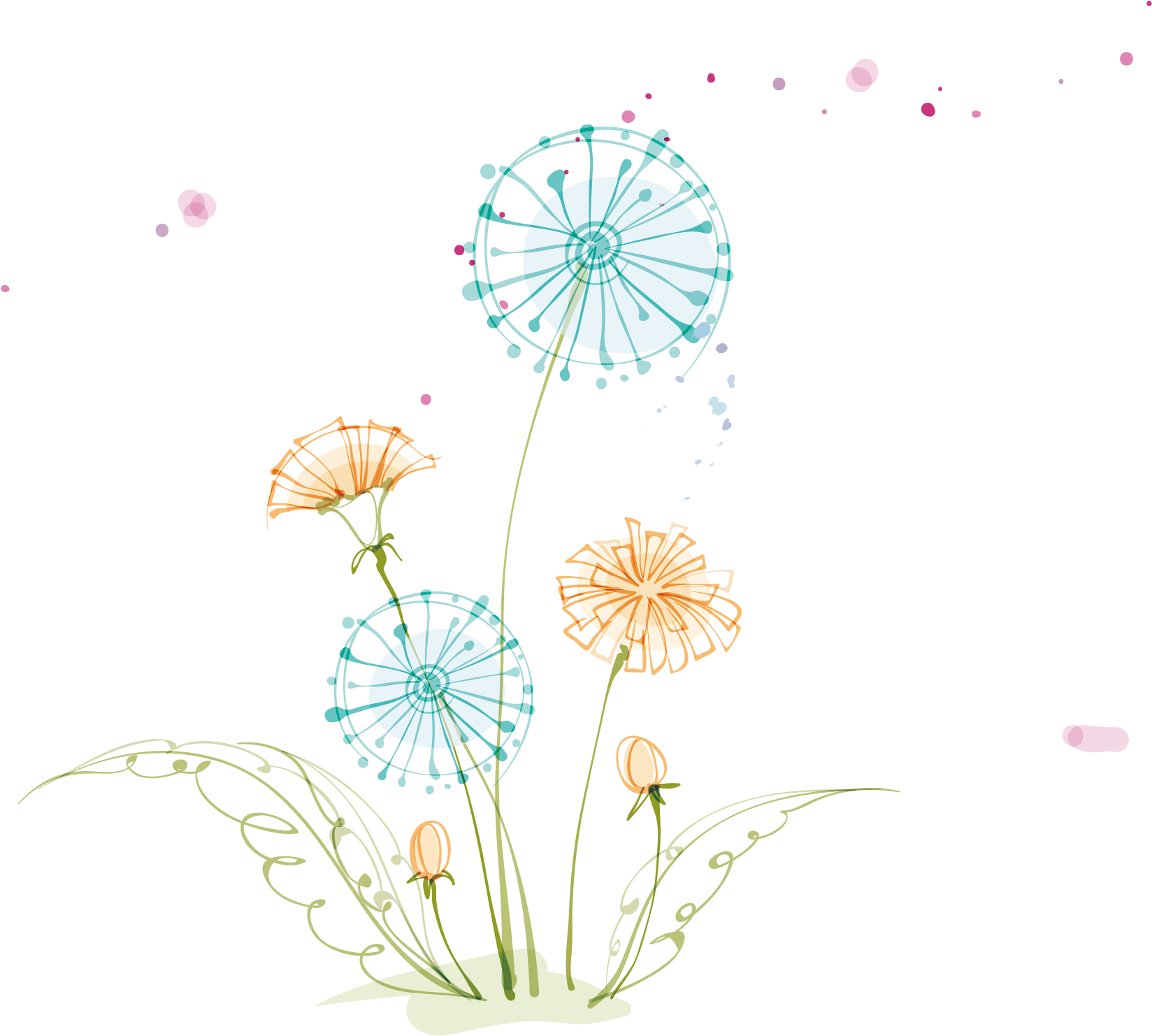 This Graphics Is Colorful Cartoon Dandelion Elements - Drawing - Free ...