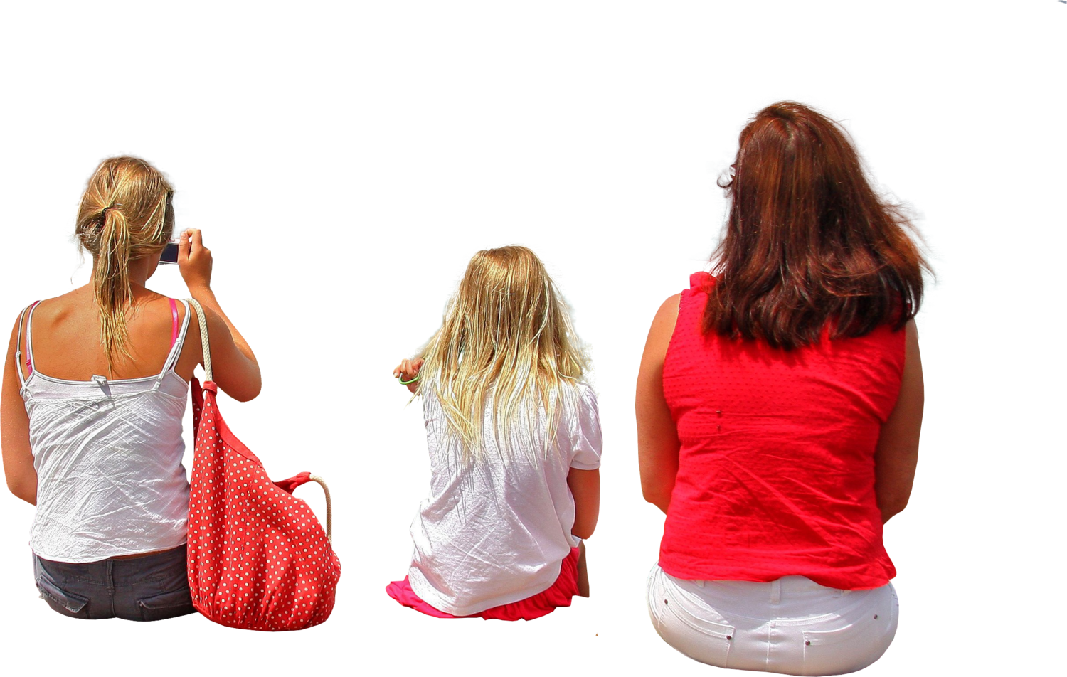 Threegirlslookingback - People Sitting Back Png - Free Transparent PNG ...