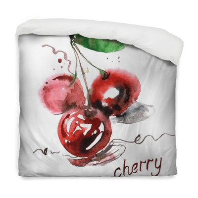 Download Watercolor Hand Painted Cherry Berries On White Background ...