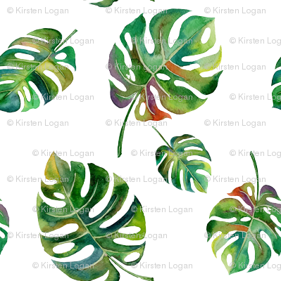 Download Tropical Island Palms Palm Leaves Watercolor - Swiss Cheese ...