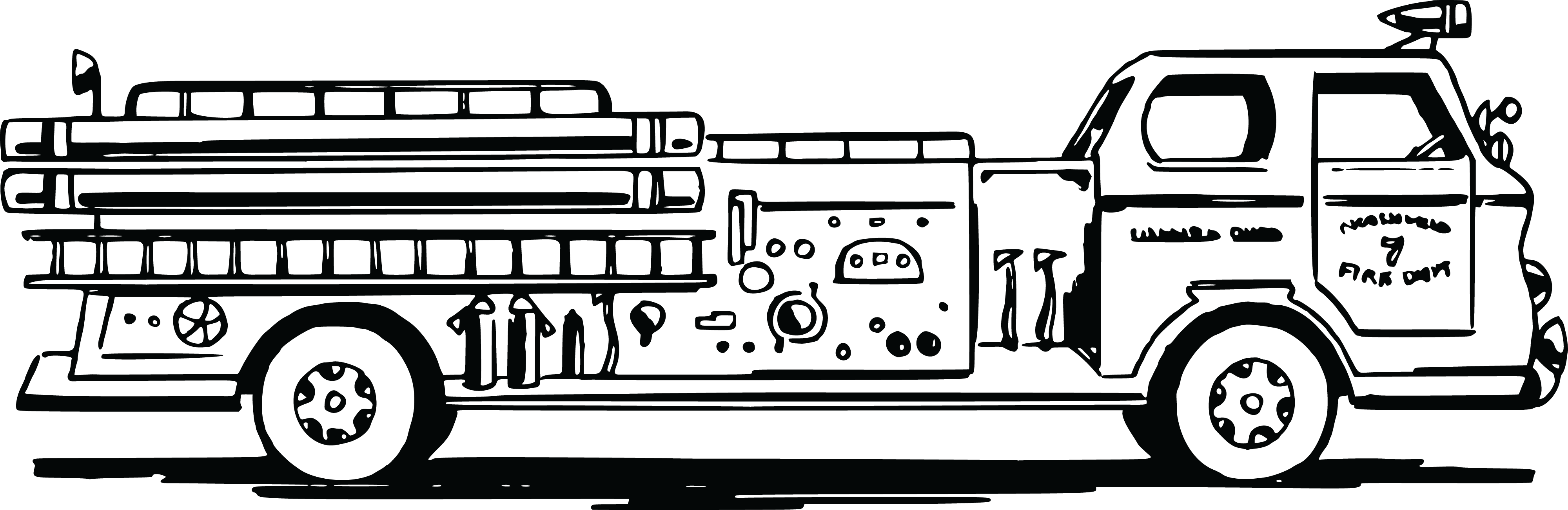 Download Free Clipart Of A Fire Engine - Fire Truck Line Art PNG Image ...