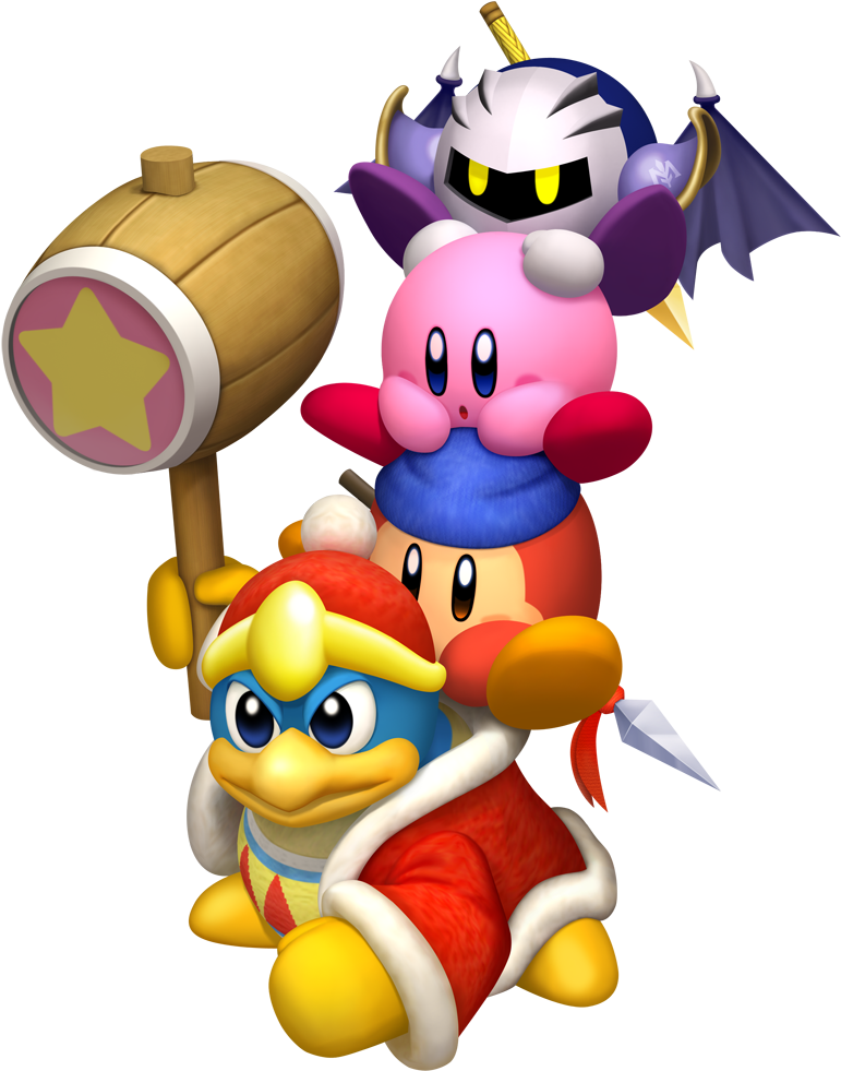 King Dedede With Waddle Dee On His Back With Kirby - Kirby Meta Knight ...