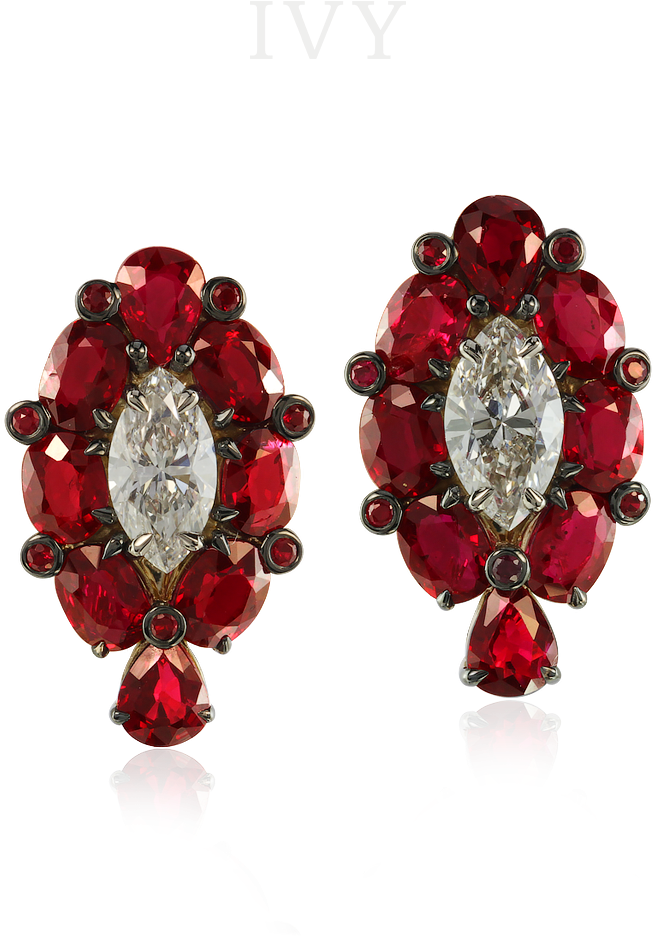 Download Ruby And Diamond Earrings - Earring PNG Image with No ...
