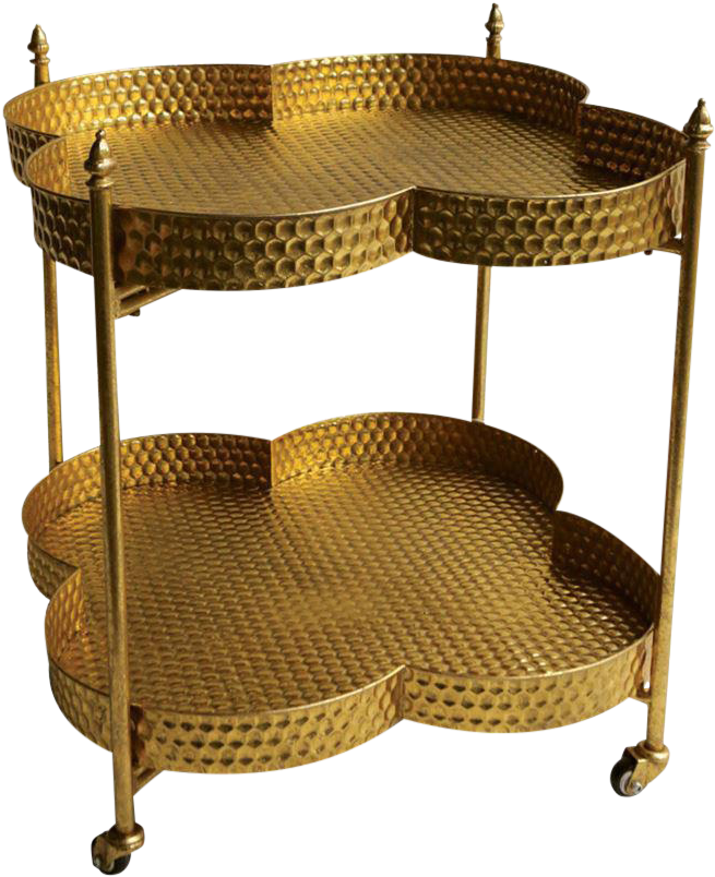 This Stylish Gold Metal Clover Shaped Bar Cart Will - Cleo Clover Bar ...