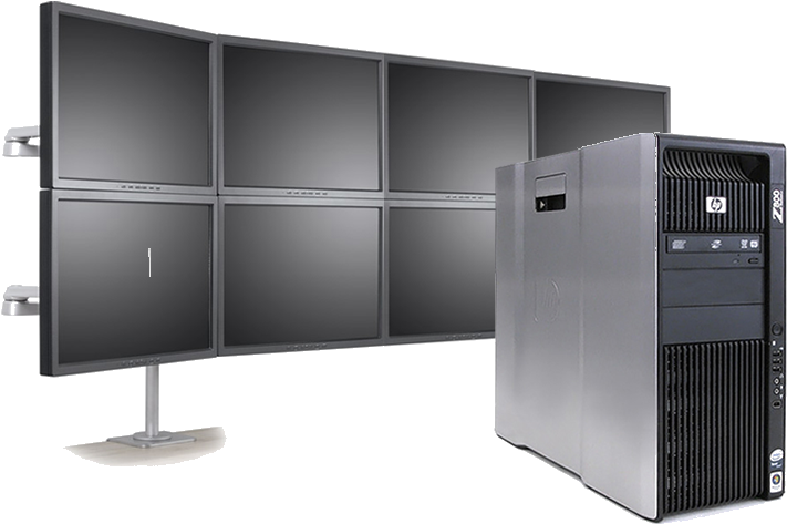 8 Display Trading Workstation - Multi Monitor Hp Z800 Computer X2 X5570 ...