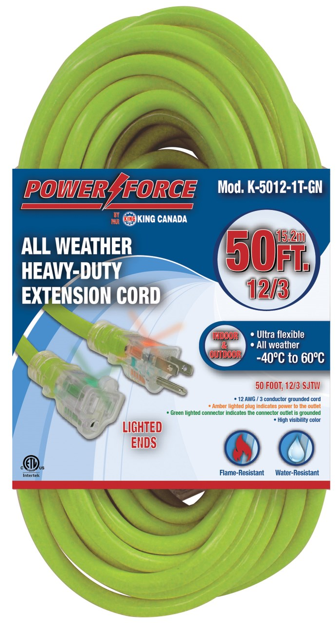 Download 50' 12/3 Single Tap Extension Cord Green - King Canada Power ...