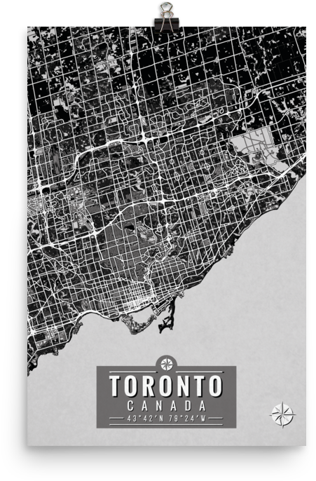 Toronto Canada Map With Coordinates - Graphic Design - Free Transparent ...