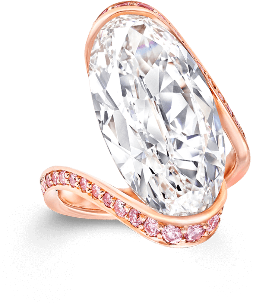 Download A Graff Rare Pink And Oval Shape White Diamond Ring - Pink And ...
