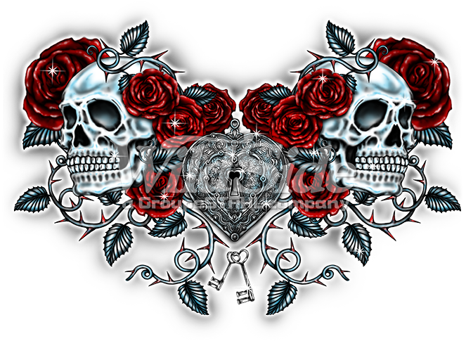 Download Skulls, Roses, And Key Heart - Skulls Roses PNG Image with No ...