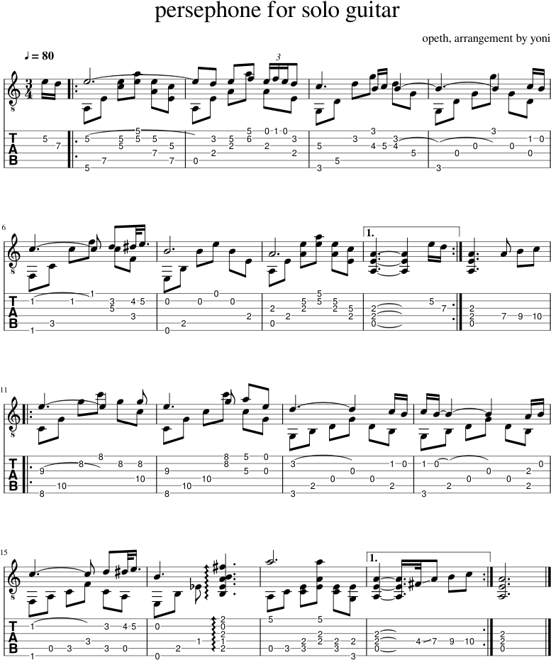 Download Persephone For Solo Guitar Sheet Music Composed By - Standchen ...