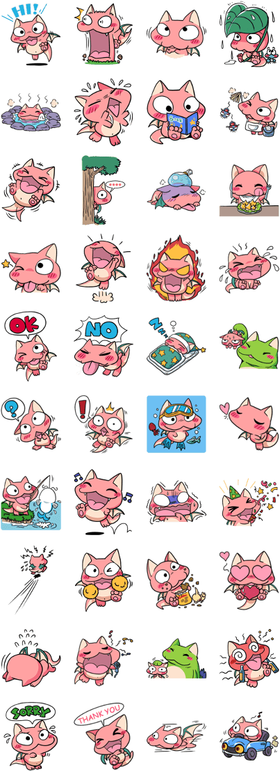 Download Cute Monster Cat And Bat Mix Animal - Visual Kei Line Stickers ...