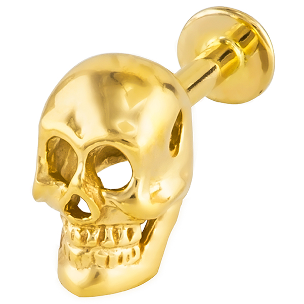 Download 14g Solid 14k Yellow Gold Skull Labret Lip Ring Monroe ...