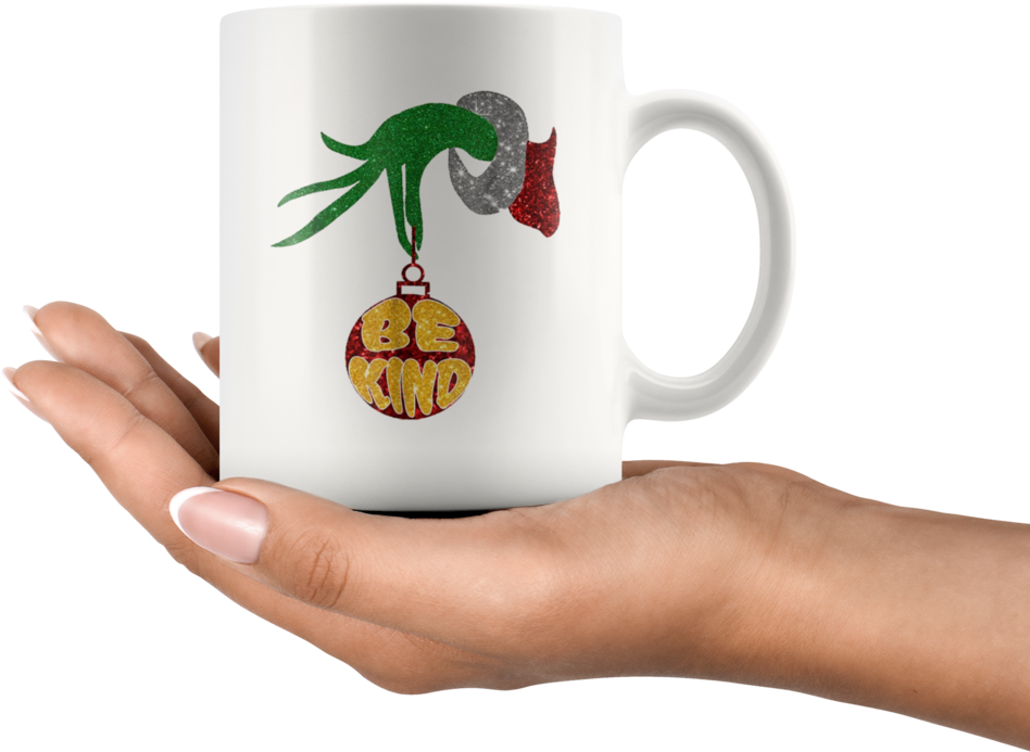 Download Be Kind Grinch Hand Holding Kindness Christmas Gift - Psd ...