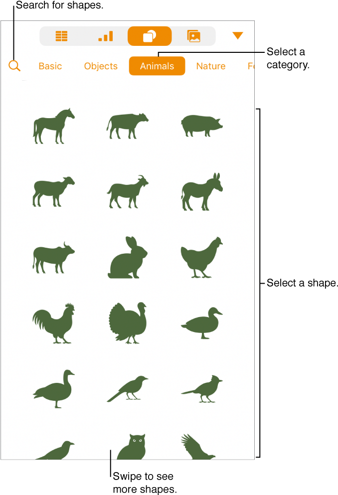 Download The Shapes Library, With Categories At The Top And - Hacer ...