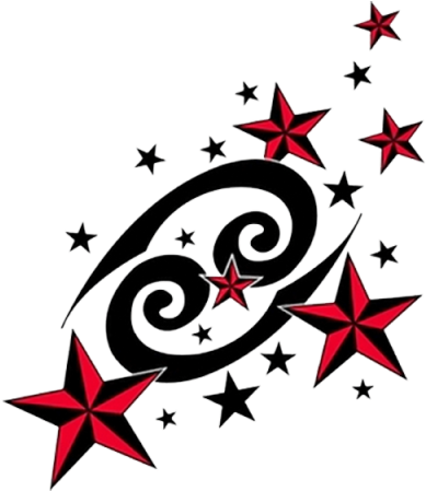 Download Red Nautical Stars And Cancer Zodiac Tattoo Design - Cancer ...