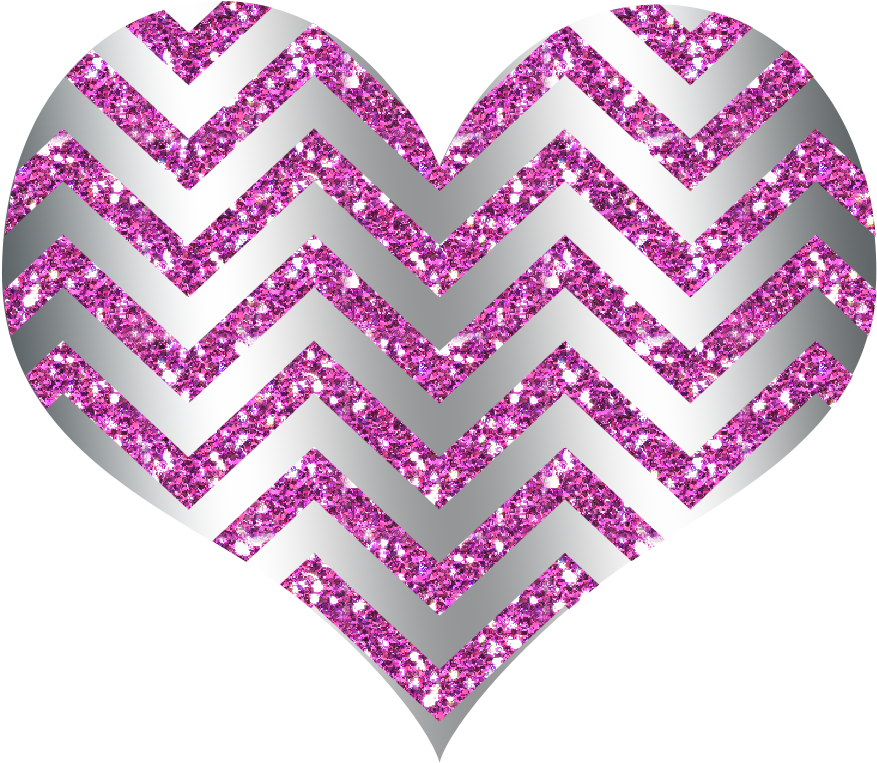 Download Chevron Heart Glitter Pink Silver - Textile PNG Image with No ...