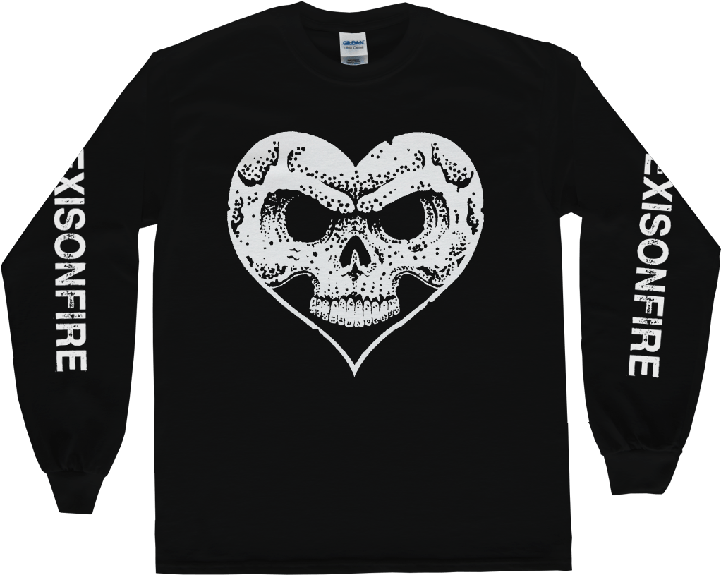 Download White On Black Heart Skull Longsleeve - Alexisonfire Shirt PNG ...