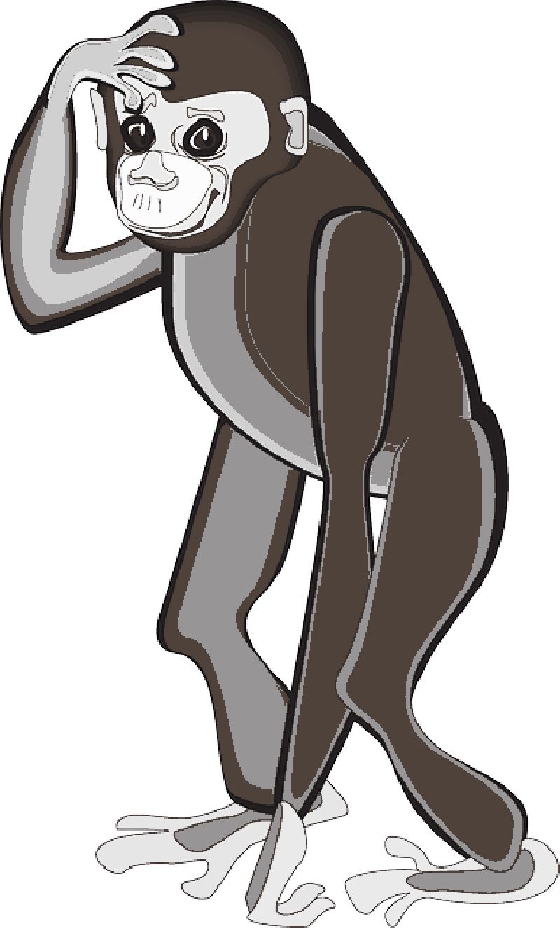 Cartoon, Art, Standing, Animal, Chimp, Scratching - Monkey - Free ...