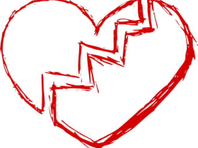 Download Drawn Broken Heart Line - Broken Heart Transparent Background ...
