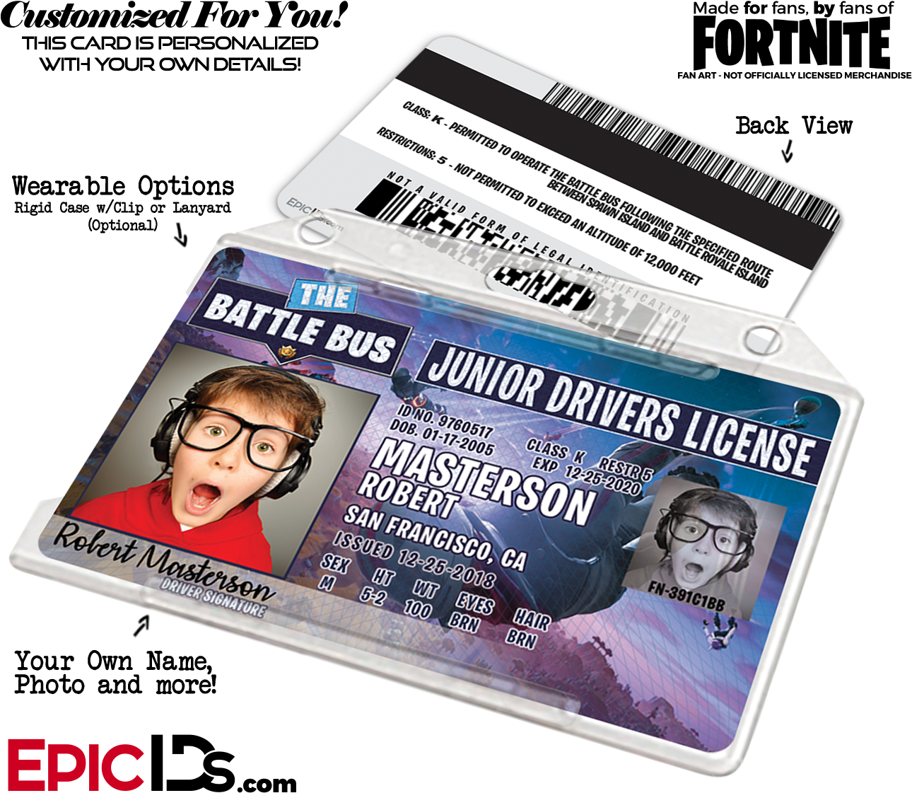 Fortnite Inspired Battle Bus Junior Drivers License - Free Transparent ...