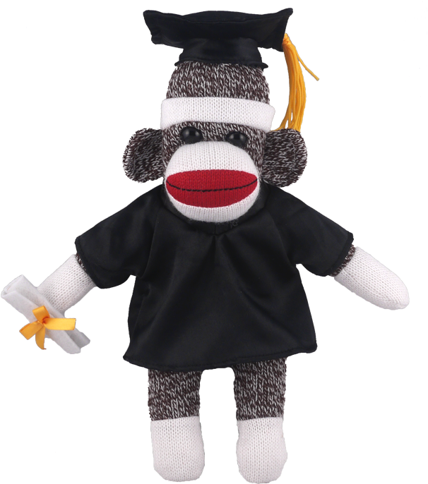 Download Original - Original Sock Monkey In Graduation Cap & Gown With ...