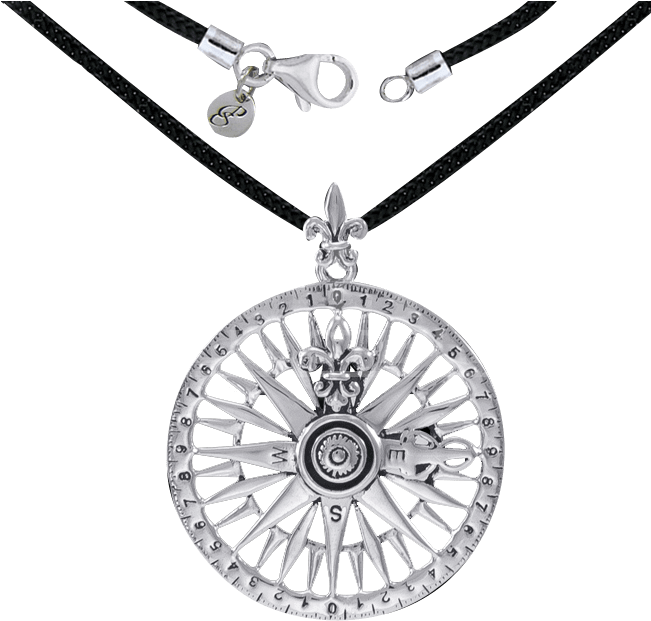 Download Silver Compass Rose Pendant And Cord - Flags Of Different ...