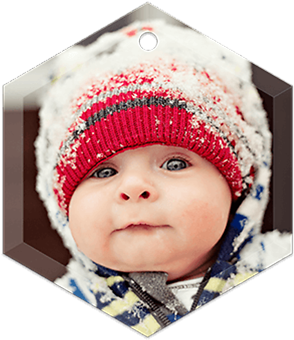 Frosted Glass Hexagon Ornament - Baby Dressing In Winter - Free ...