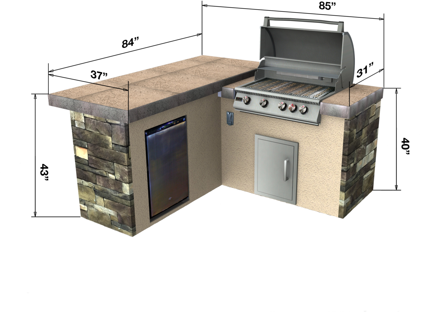 Download Select Series Backstretch - Outdoor Kitchen Dimensions PNG ...