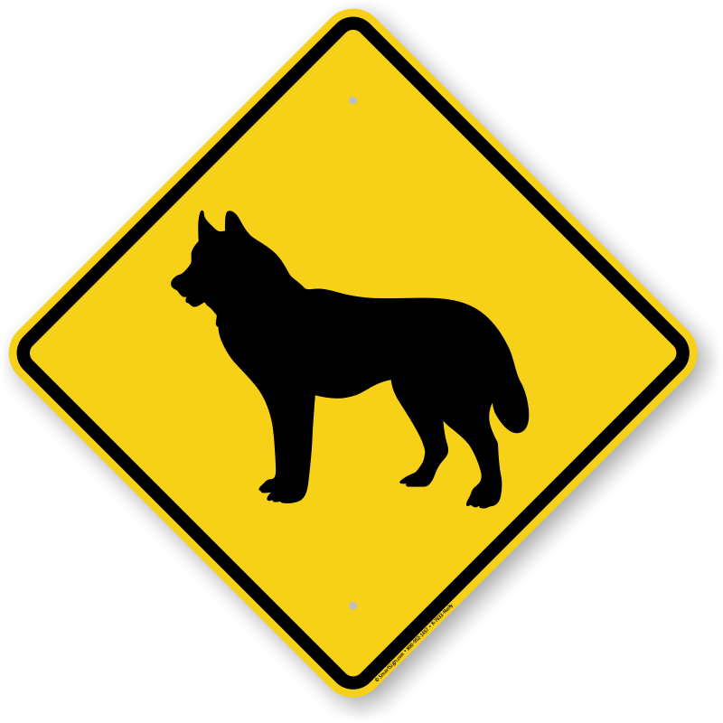Download Husky Dog Symbol Crossing Sign - Road Sign With Car PNG Image ...