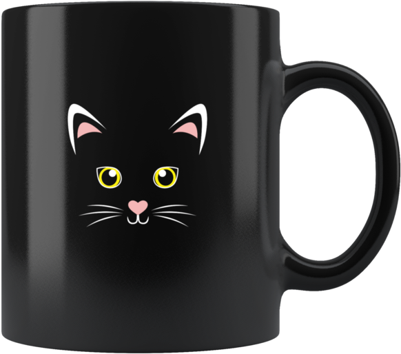Download Cute Black Cat Face Mug - Mug PNG Image with No Background ...
