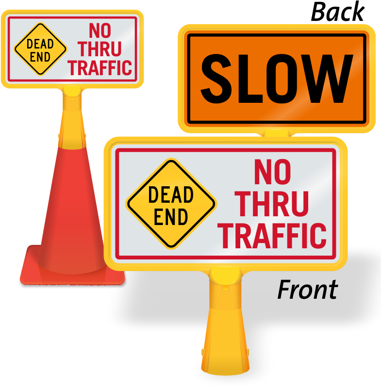 Download Dead End No Thru Traffic Coneboss Sign - Sign For Glass Doors ...