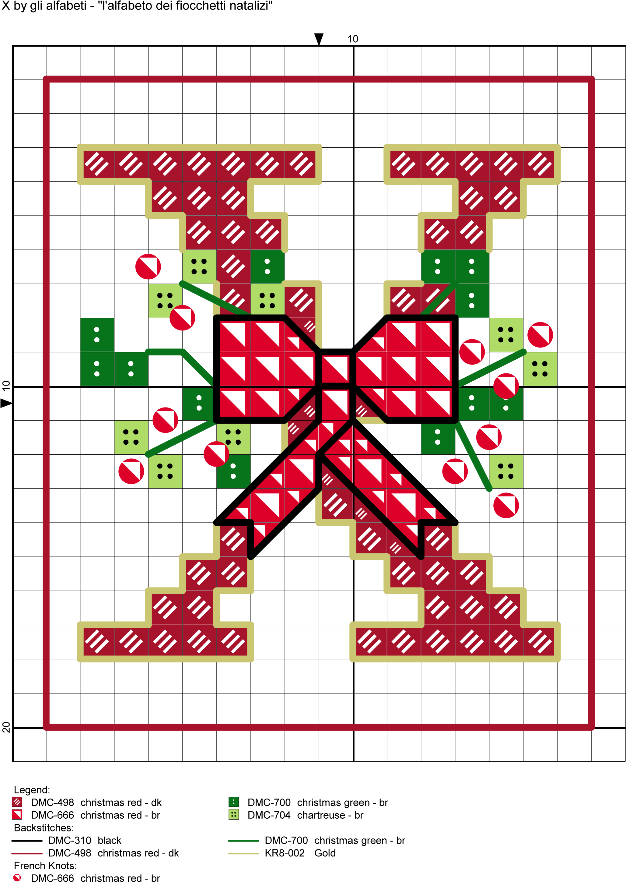 Download Alfabeto Dei Fiocchetti Natalizi X Xmas Cross Stitch ...
