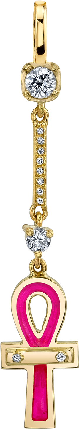 Download Diamond And Pink Ankh Drop Pendant - Purple Enamel And Diamond ...