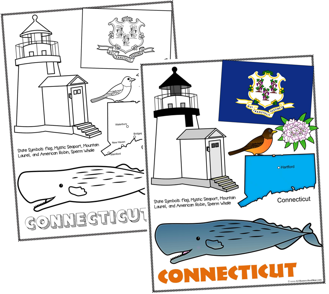 Download Free State Coloring Pages Within - Connecticut Test Prep ...