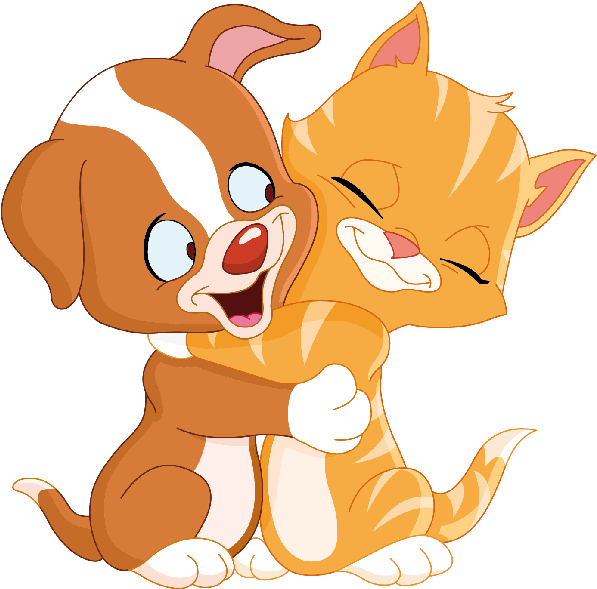 Dog & Cat Clipart - Cute Cat And Dog Cartoon - Free Transparent PNG ...