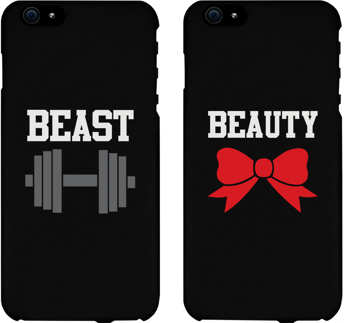 Download Beauty & Beast Matching Couple Black Phonecases - Cute Couple ...