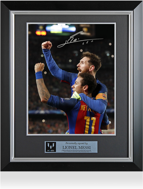Download Lionel Messi Official Signed And Framed Barcelona Photo PNG ...