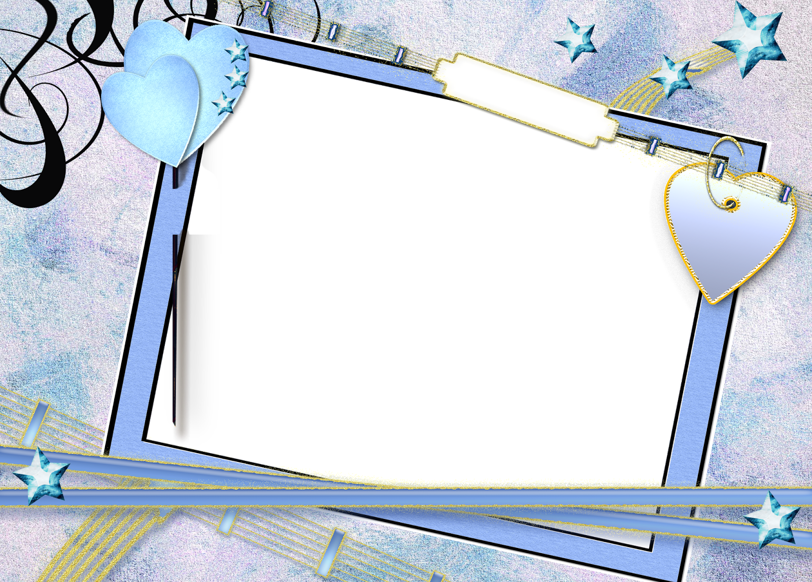 Download Marco De Corazones Y Estrellas Azules - Marcos De Foto Azules ...