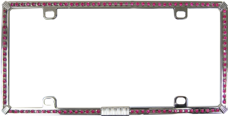 Download Single Row Of Pink Diamonds On Chrome License Plate PNG Image ...