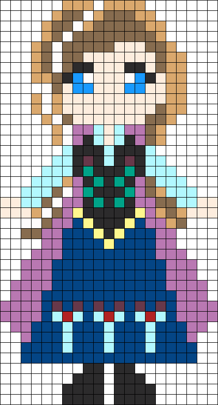 Download Frozen Cutie Anna Perler Bead Pattern PNG Image with No ...