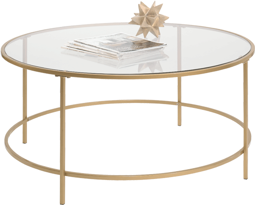 Download Gold Metal Glass Round Coffee Table For Living PNG Image with ...