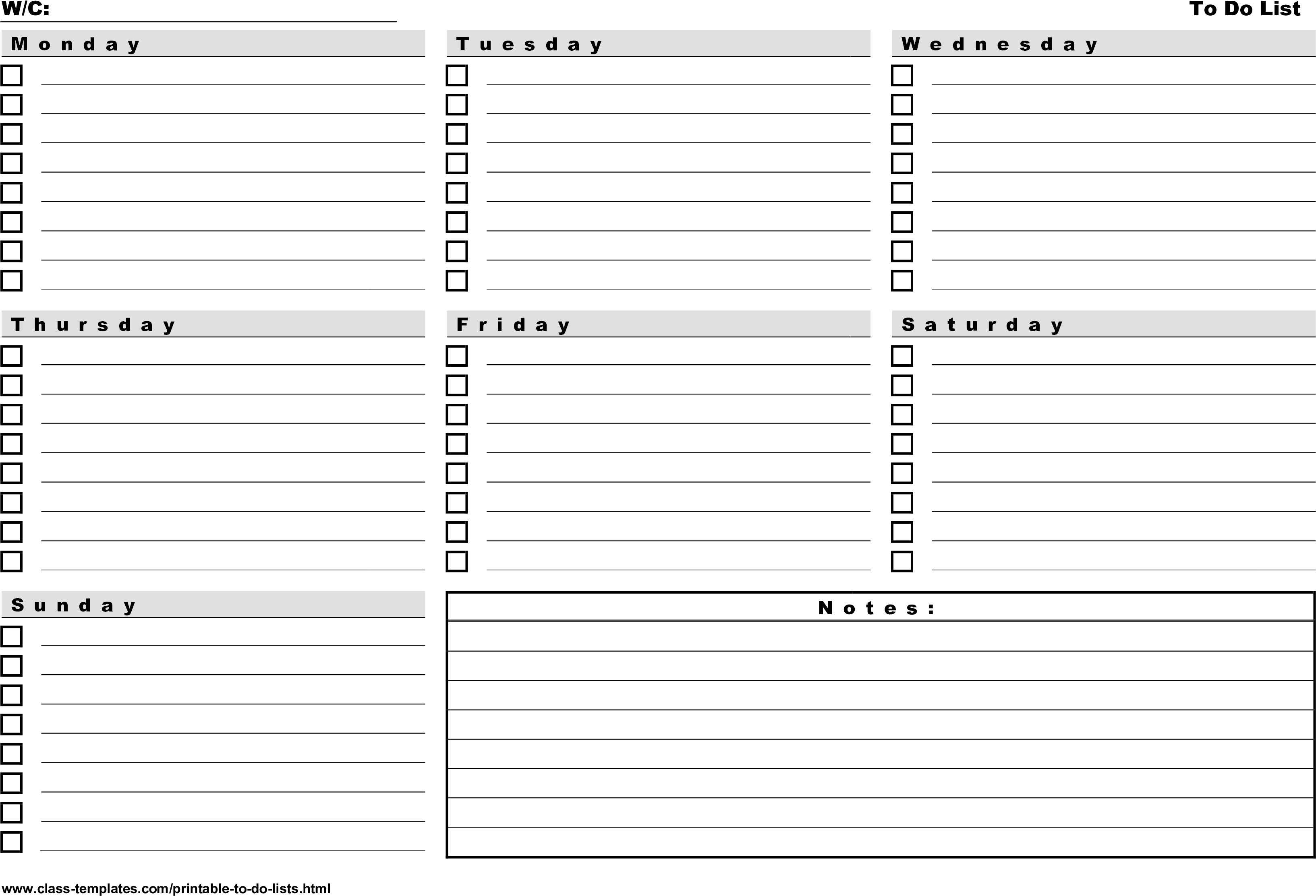 To-do List 7 Days A Week Landscape Main Image - Do This Week Template ...