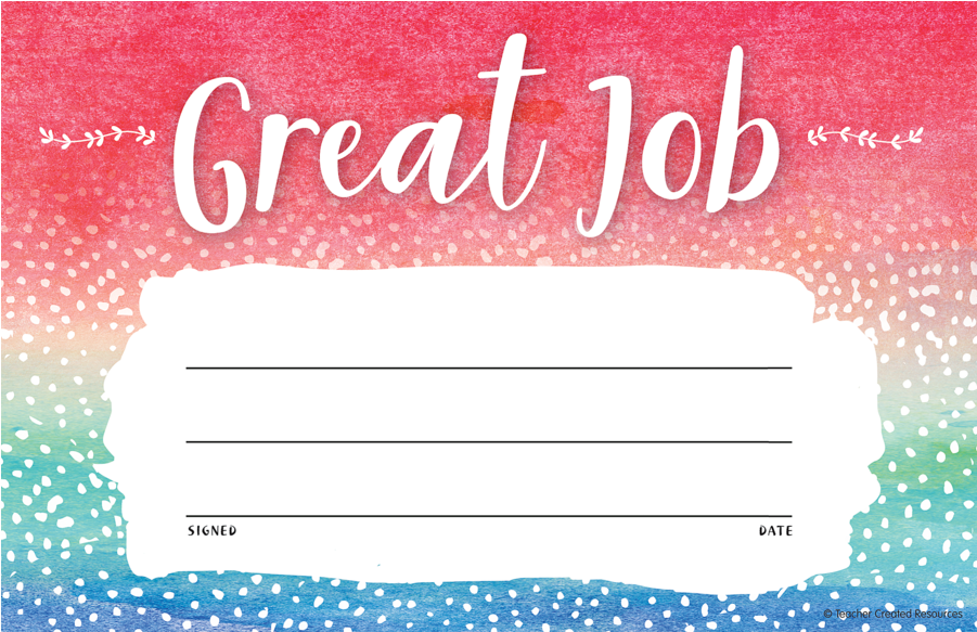Tcr4758 Watercolor Great Job Awards Image - Writing - Free Transparent ...