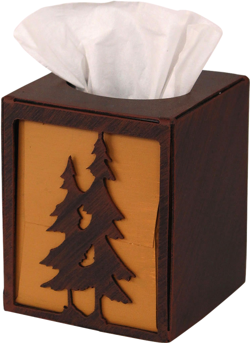 Iron Double Pine Tree Square Tissue Box Cover - Coast Lamp Mfg. Pine ...