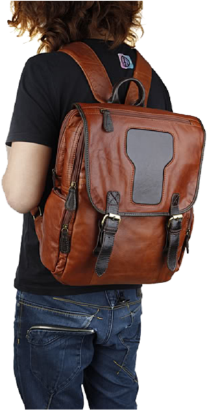 Download Tan Leather Backpack Straps Be Able To Adjusted Length PNG ...