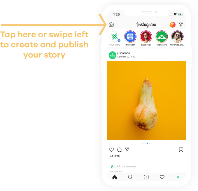Download Open Instagram, Then Swipe Left Or Tap In The Top Left PNG ...