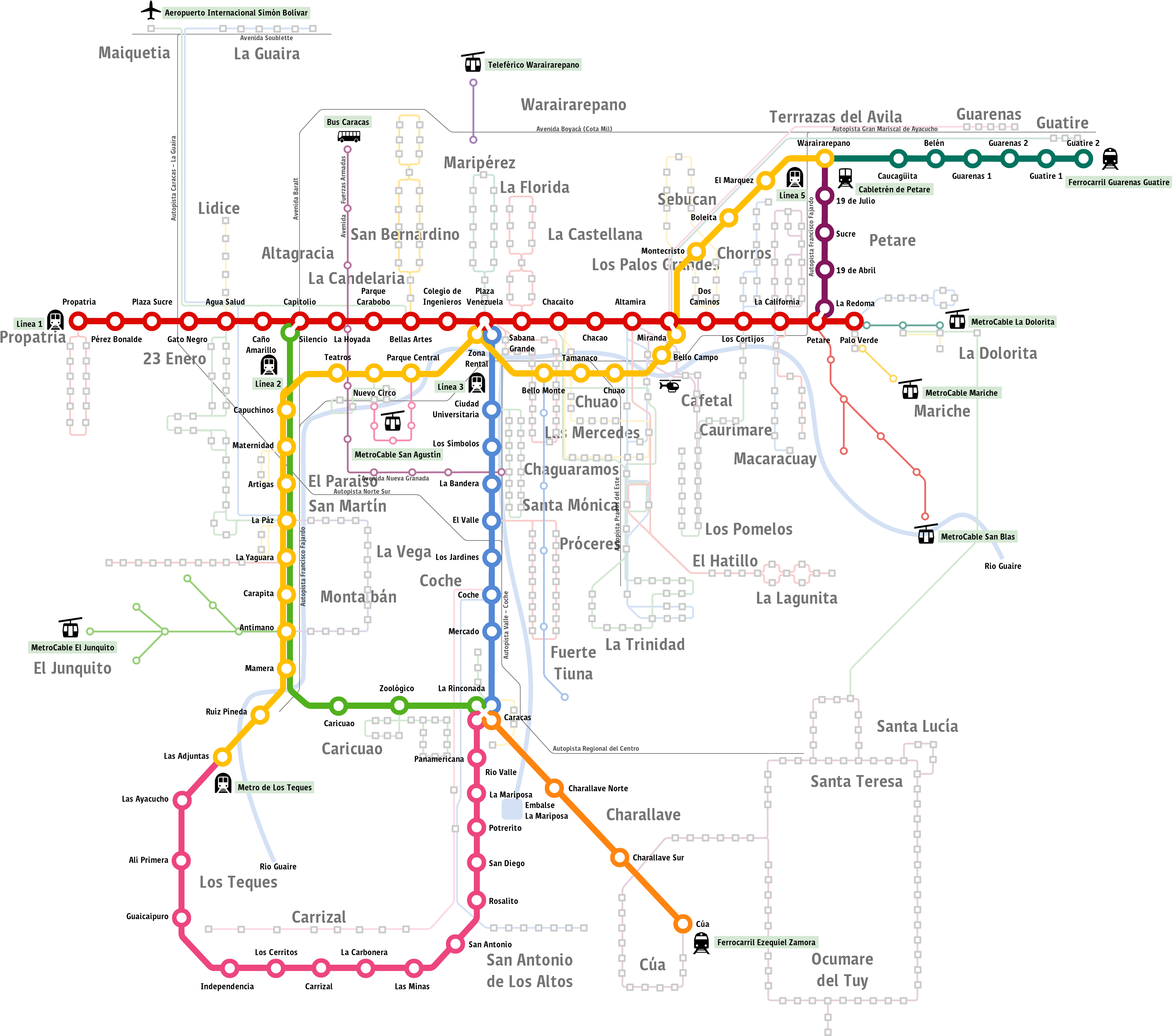 Download Mapa Del Metro Y Servicios De Transporte De Caracas, PNG Image ...