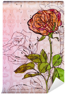 Vector Background With A Single Rose Wall Mural • Pixers® - Zinnia ...