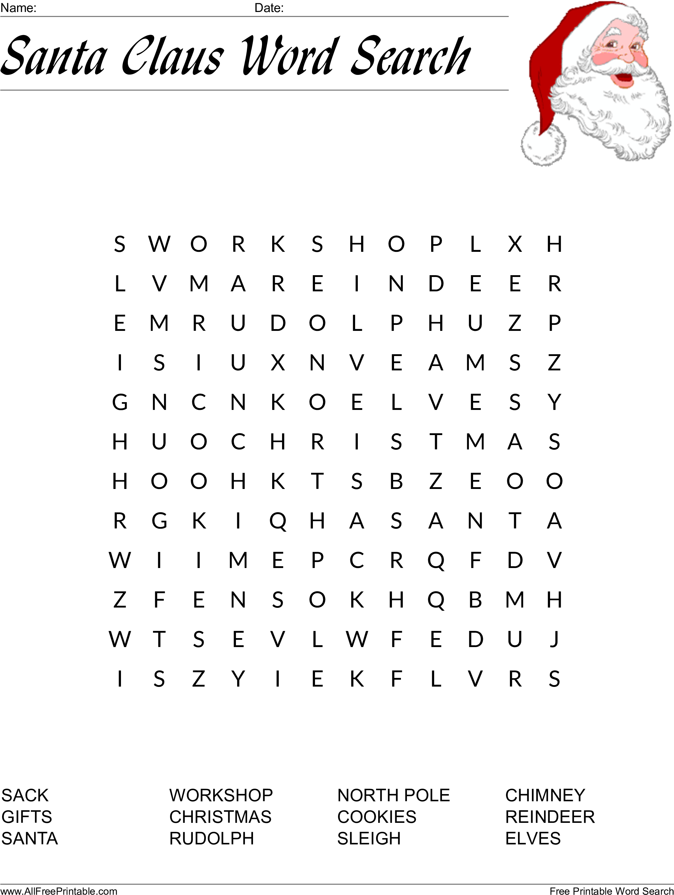 Download Santa Claus Word Search Main Image PNG Image with No ...